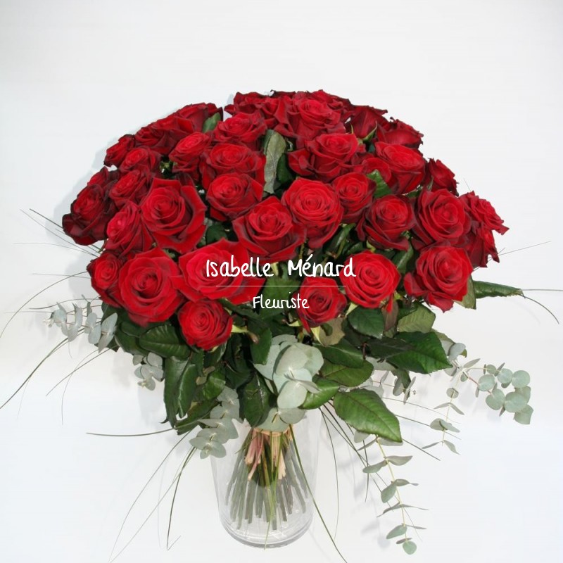 bouquet de grandes roses rouges